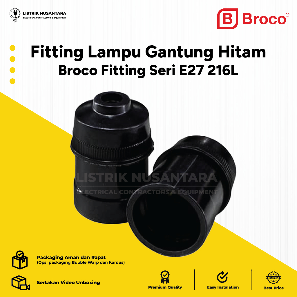 Jual Fitting Lampu Gantung Warna Hitam Elegan | Broco Black Glossy ...