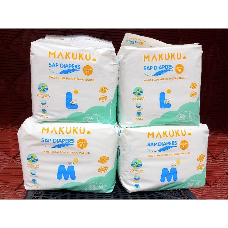 Jual MAKUKU SAP DIAPERS COMFORT FIT M28/L26 paket hemat (2 PACK ...