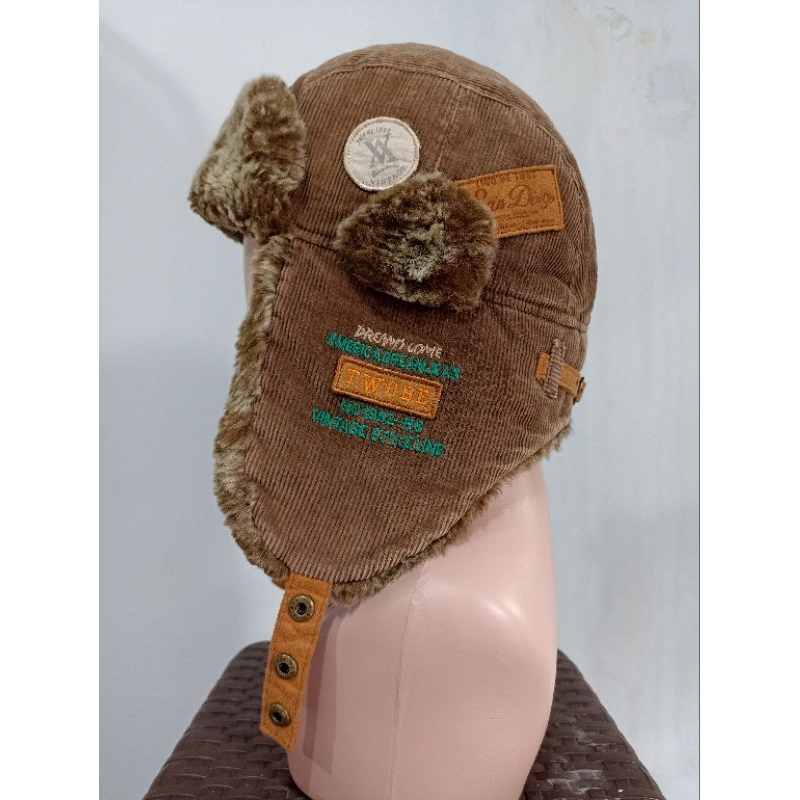 Jual Topi Pilot Aviator Corduroy | Shopee Indonesia