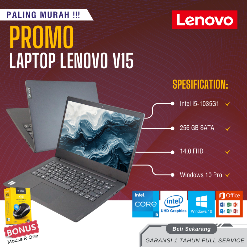 Jual LAPTOP NEW LENOVO V14-IIL-20GB RAM - SSD 256GB PROC CORE i5-1035G1 - SUPER MULTI LAYAR 14 ...