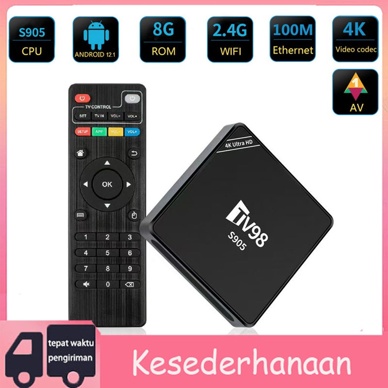 Jual TV98-S905 Android TV Box 4K Clear 2.4GWIFI 12.1 Jaringan TV Box tvbox baru | Shopee Indonesia