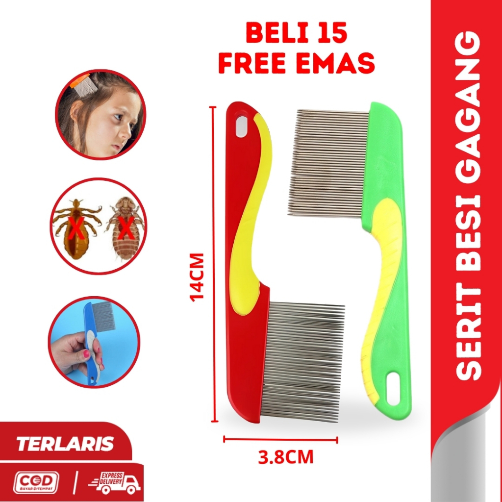 Jual Sisir Serit Rambut Kutu Besi Logam Gagang Serit Besi Anti Kutu ...