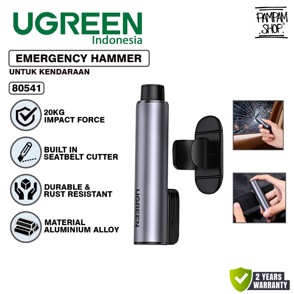 Jual UGREEN 80541 Safety Tool Palu Pemecah Kaca Mobil Sharp Hammer ...