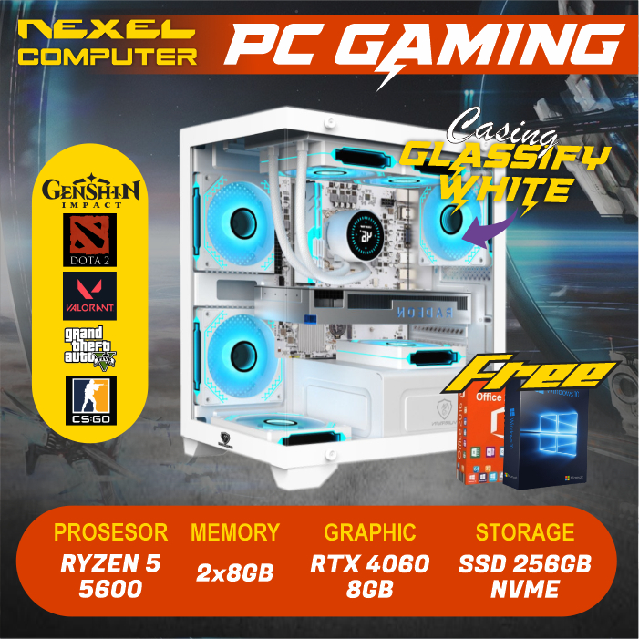 Jual PC GAMING | Ryzen 5 5600 | RTX 4060 8GB | 16GB RAM 3200MHZ | SSD 256GB NVME | Shopee Indonesia