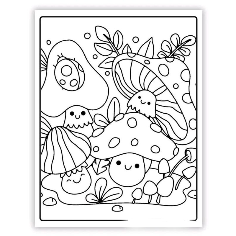 Jual Gambar mewarnai Sketsa Jamur dan Rumah Jamur (Random) isi 30 ...