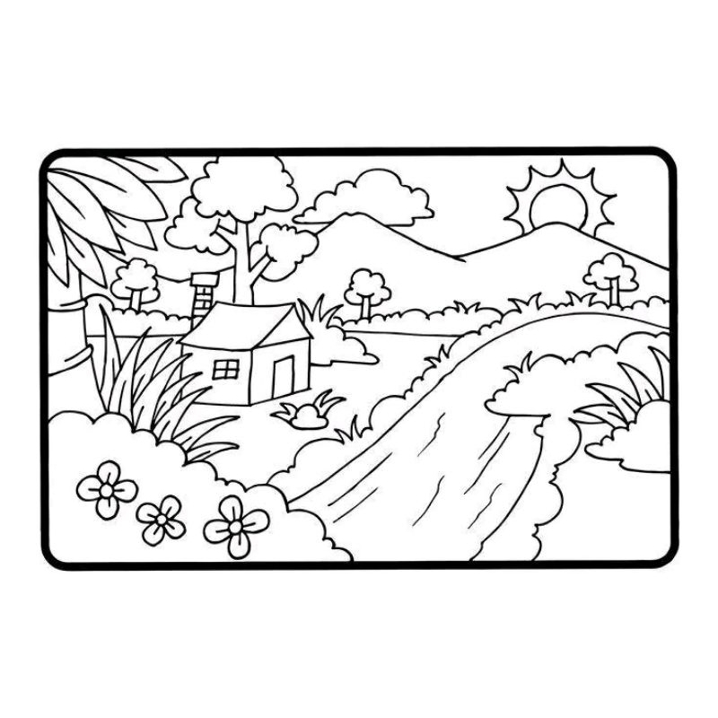 Jual Gambar mewarnai Sketsa Pemandangan indah (Random) isi 30 lembar ...