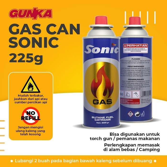Jual Gas Can SONIC (225g) SNC-Sonic Butane Kaleng Las Torch Kompor ...