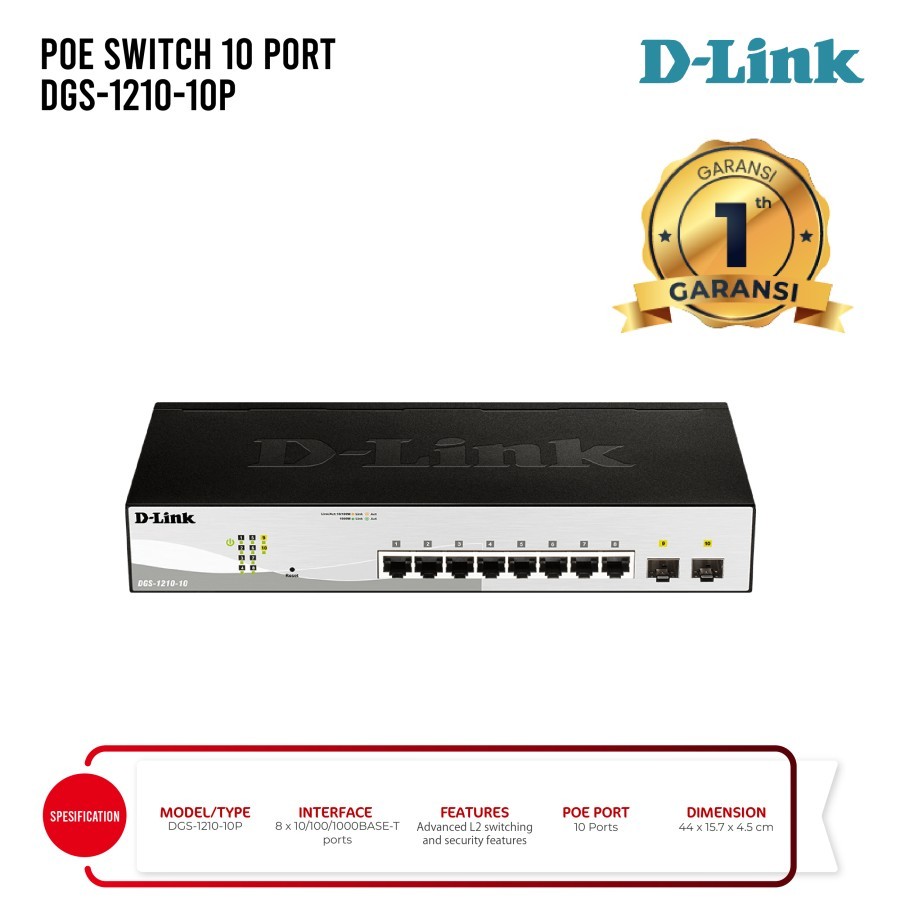 Jual D-LINK DGS-1210-10P Gigabit Smart Managed PoE Switch | Shopee ...
