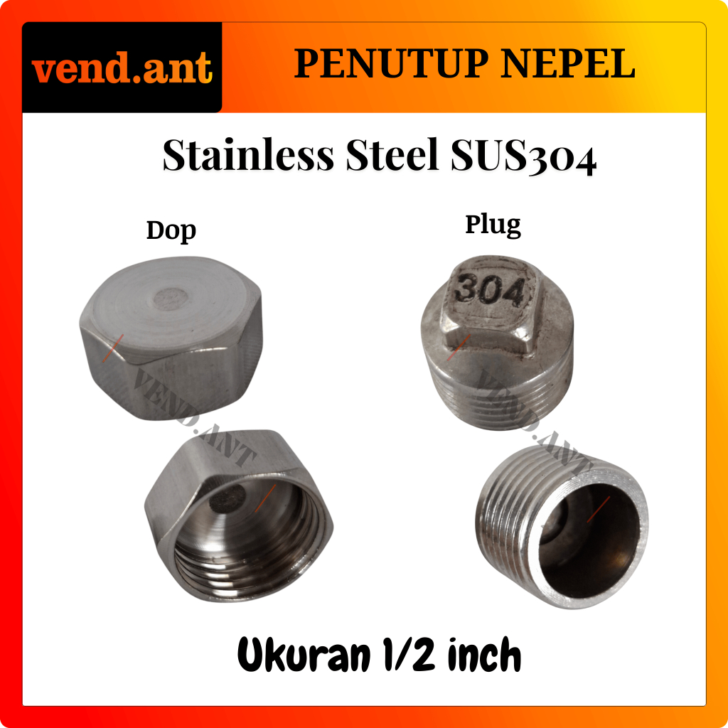 Jual Tutup Nepel Penutup Dop Plug 1/2" Stainless Steel SUS304 | Shopee ...