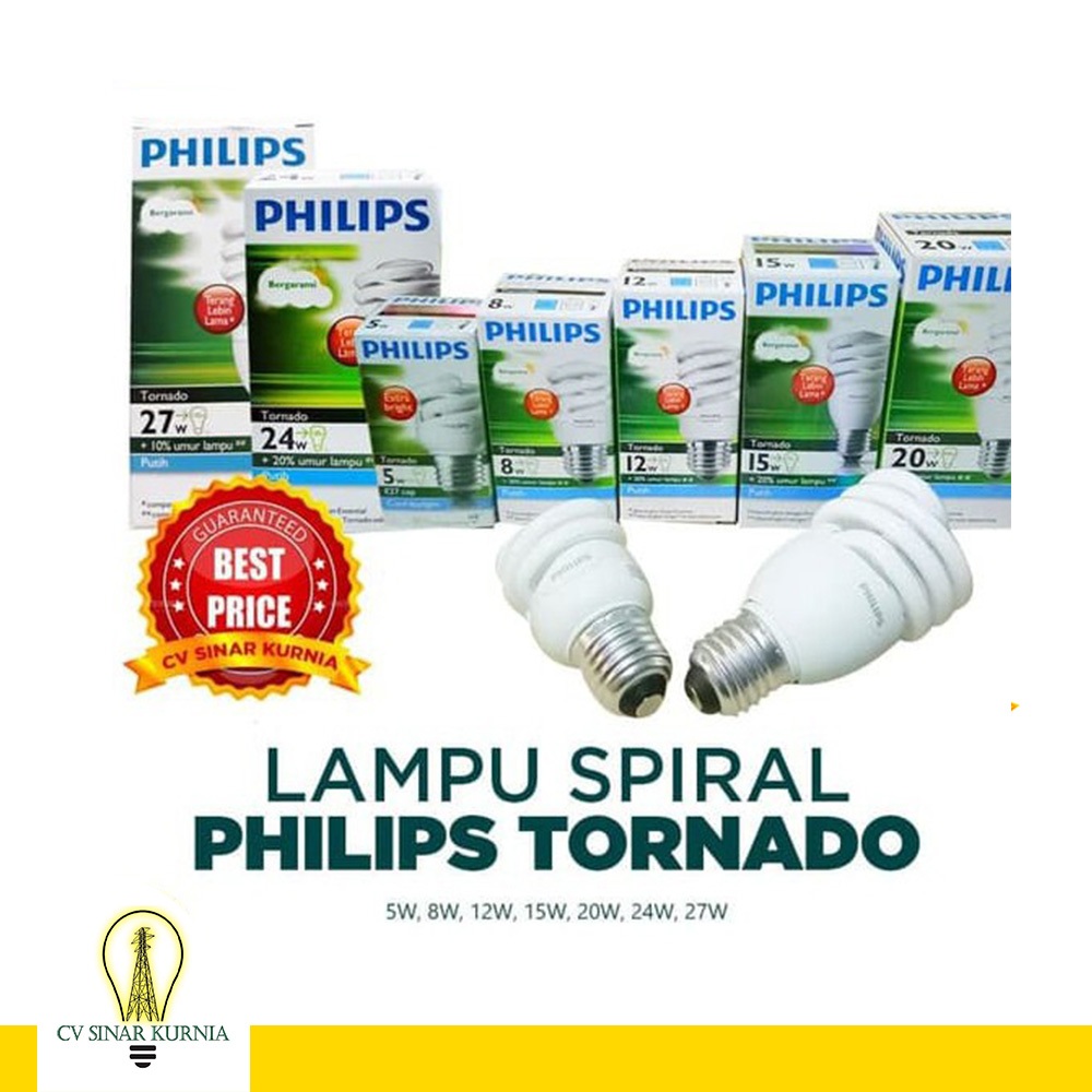 Jual Lampu Spiral Philips Tornado 5W 8W 12W 15W 20W 24W 27W | Shopee Indonesia