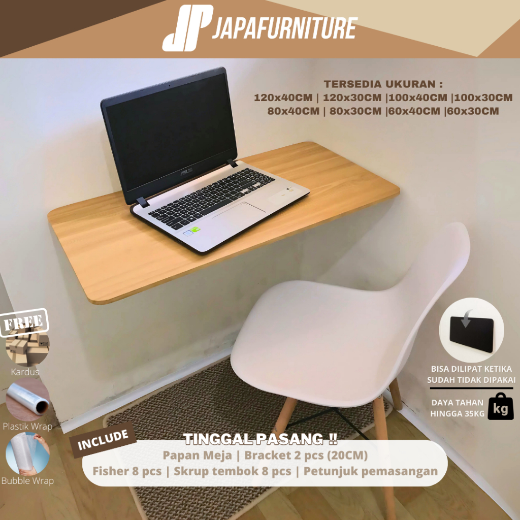 Jual MEJA LIPAT DINDING SATU SET (MEJA+BRACKET 20CM) TANPA BOR UKURAN ...