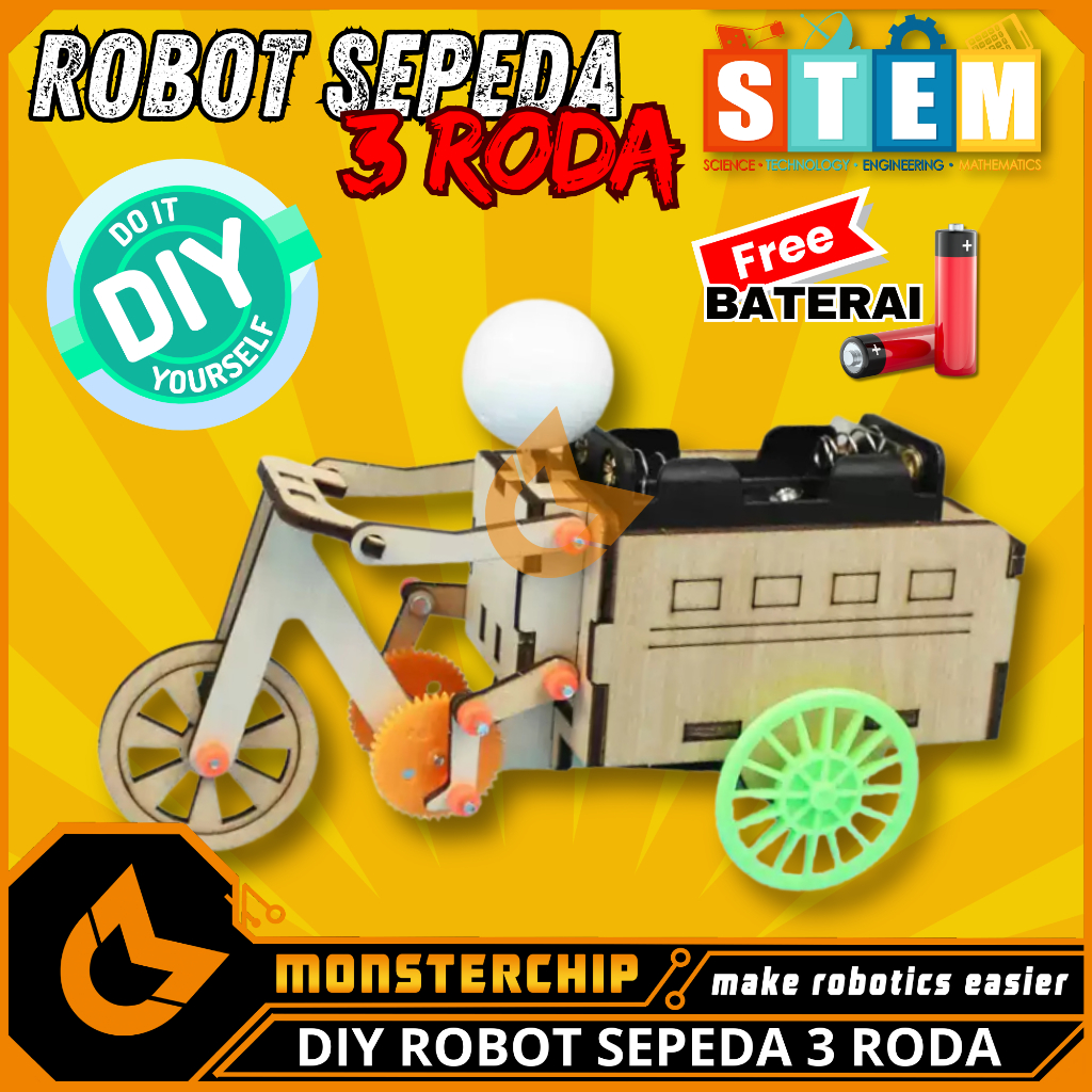 Jual MAINAN EDUKASI DIY ROBOT STEAM SEPEDA RODA 3 !! MERAKITNYA MUDAH ...