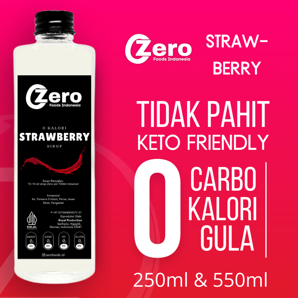 Jual Zero Foods Diet Keto Strawberry Syrup - 0 Kalori Sirup - Sirup ...