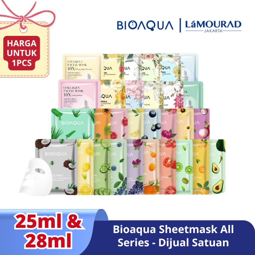 Jual BIOAQUA Sheet Mask 25ml & 28ml - Natural & Vegetables and Fruits Series - 10X The Effect ...