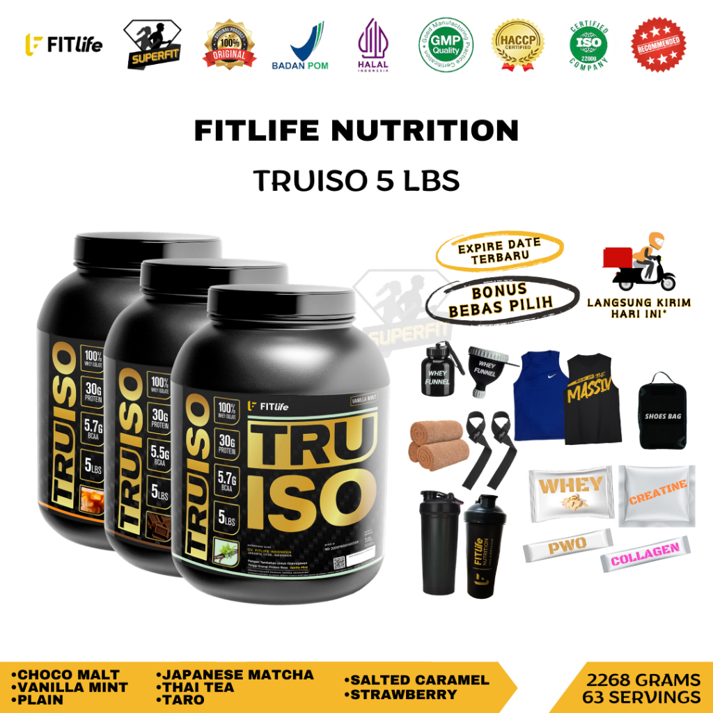 Jual Fitlife TRUISO 5 Lbs 2,3kg Whey Protein Isolate 2,3 Kg 5LB (WPro ...