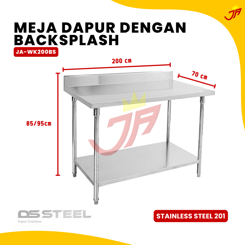 Jual DS STEEL Meja Dapur Stainless / Meja Stainless w/ Backsplash ...