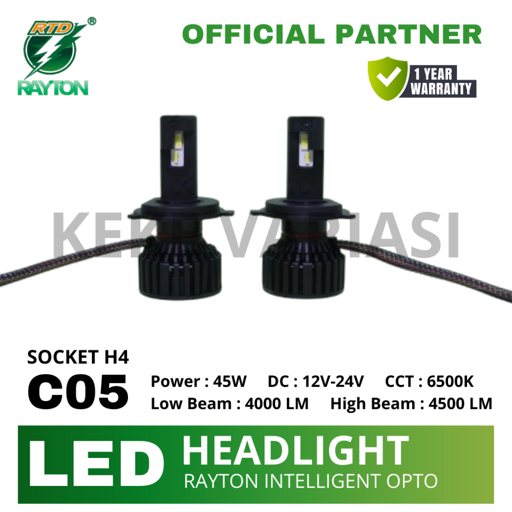 Jual Rayton C05 H4 Lampu LED Otomotif Original Garansi 1 Tahun | Shopee ...