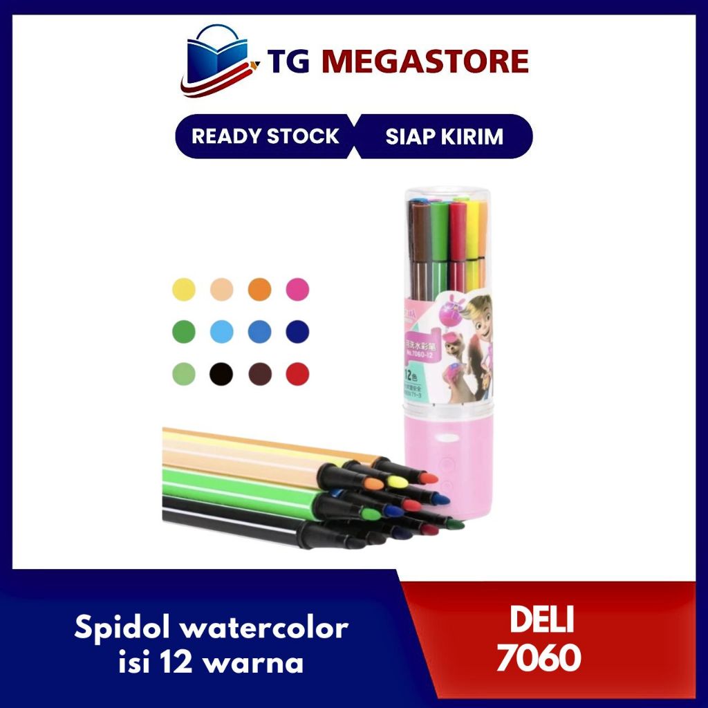 Jual Spidol watercolor Deli isi 12 warna - 7060 (Pink) | Shopee Indonesia