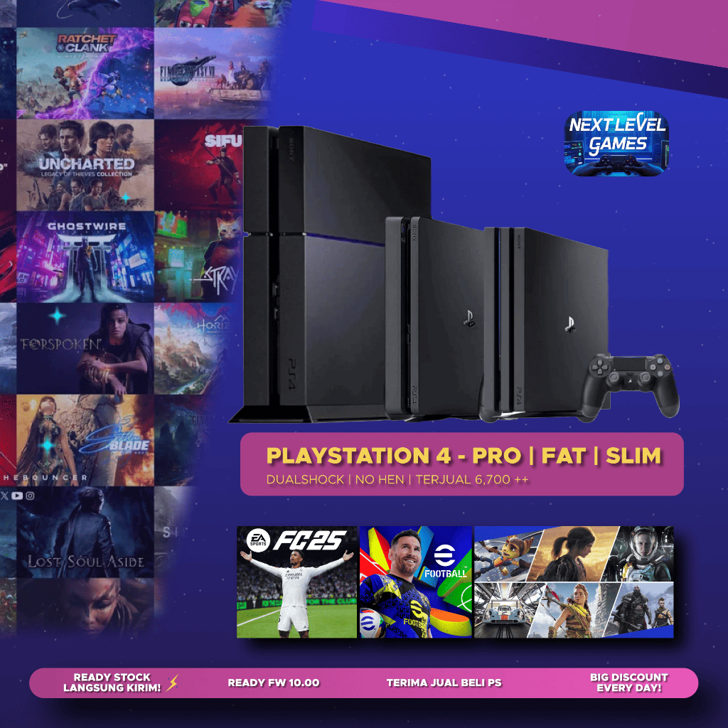Jual PLAYSTATION 4 PS4 PRO / SLIM / FAT BISA ONLINE 500GB/1TB PES23 ...