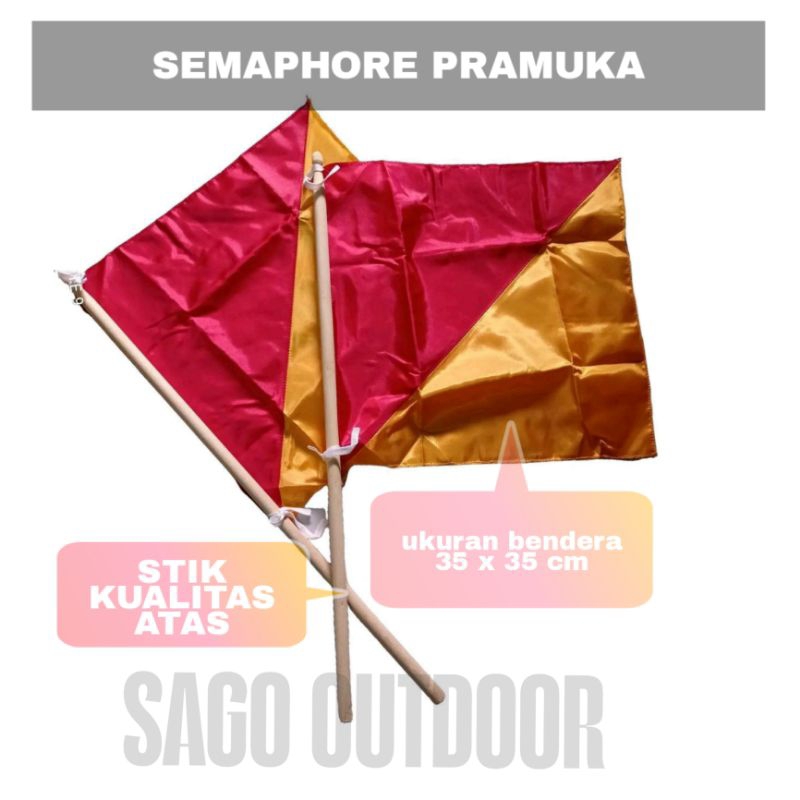 Jual SEMAPHORE / SEMAPHORE PRAMUKA 1 PASANG ( 2 STIK 2 BENDERA) KAYU ...