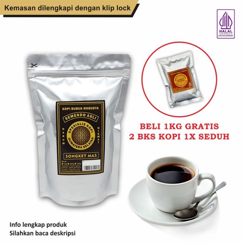 Jual Kopi Bubuk Songket Mas 1kg Kopi Robusta Semendo | Shopee Indonesia