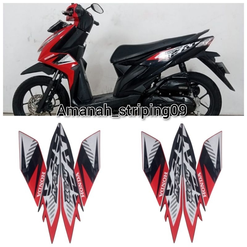 Jual Lish striping standart motor Beat cbs warna hitam merah tahun 2022 ...