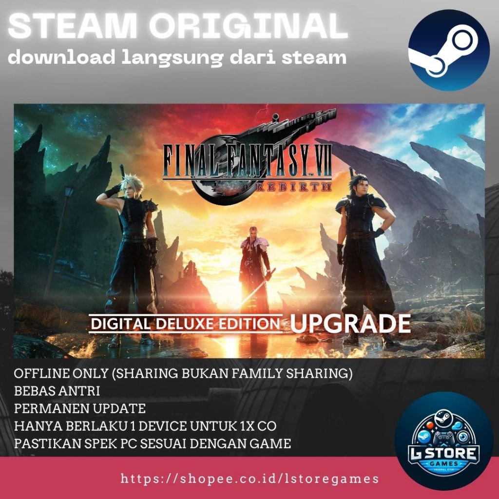 Jual FINAL FANTASY VII REBIRTH Deluxe Edition PC Sharing Original ...