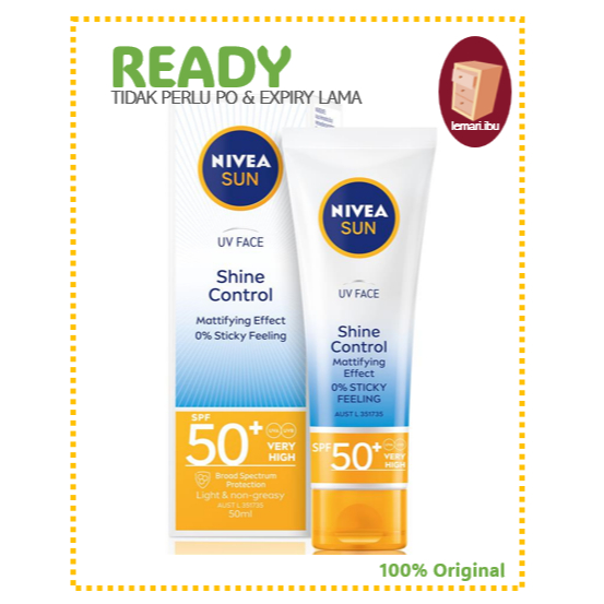 Jual NIVEA Sun UV Face Sunscreen Shine Control SPF50 50ml - Sunscreen ...
