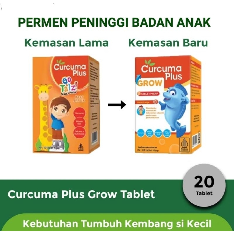 Jual GO TALZ Curcuma Grow tablet hisap peninggi badan anak | Shopee ...