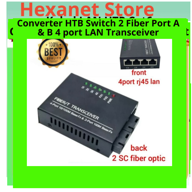 Jual Converter HTB Switch 2 Fiber Port A & B 4 port LAN Transceiver ...