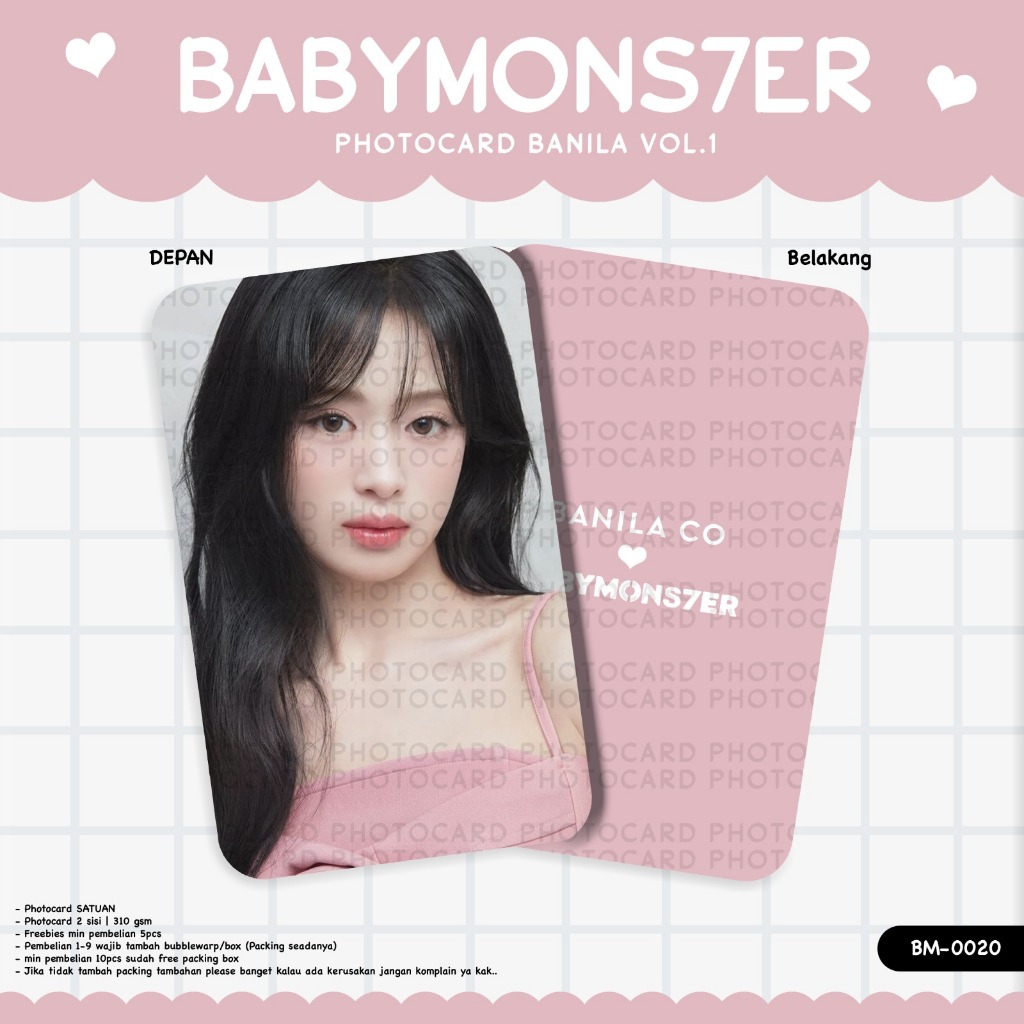 Jual PHOTOCARD KOLEKSI TERBARU BABYMONSTER BANILA VOL.1 LAMINASI GLOSSY 2 SISI DEPAN BELAKANG ...