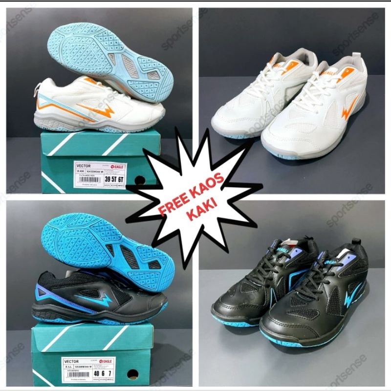 Jual Sepatu Bulutangkis Badminton Eagle Vector Original Bonus Kaos Kaki ...