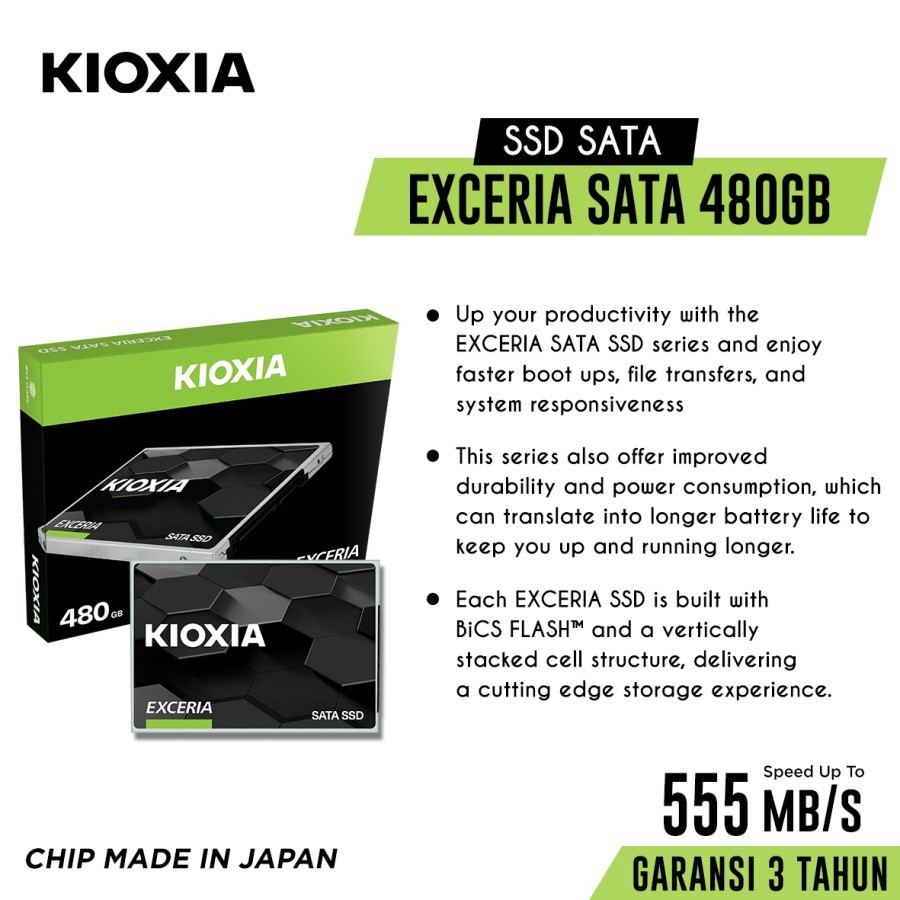 Jual KIOXIA EXCERIA SATA SSD 480GB / Read 555MB/s Write 540MB/s / Garansi Resmi 3 Tahun | Shopee ...