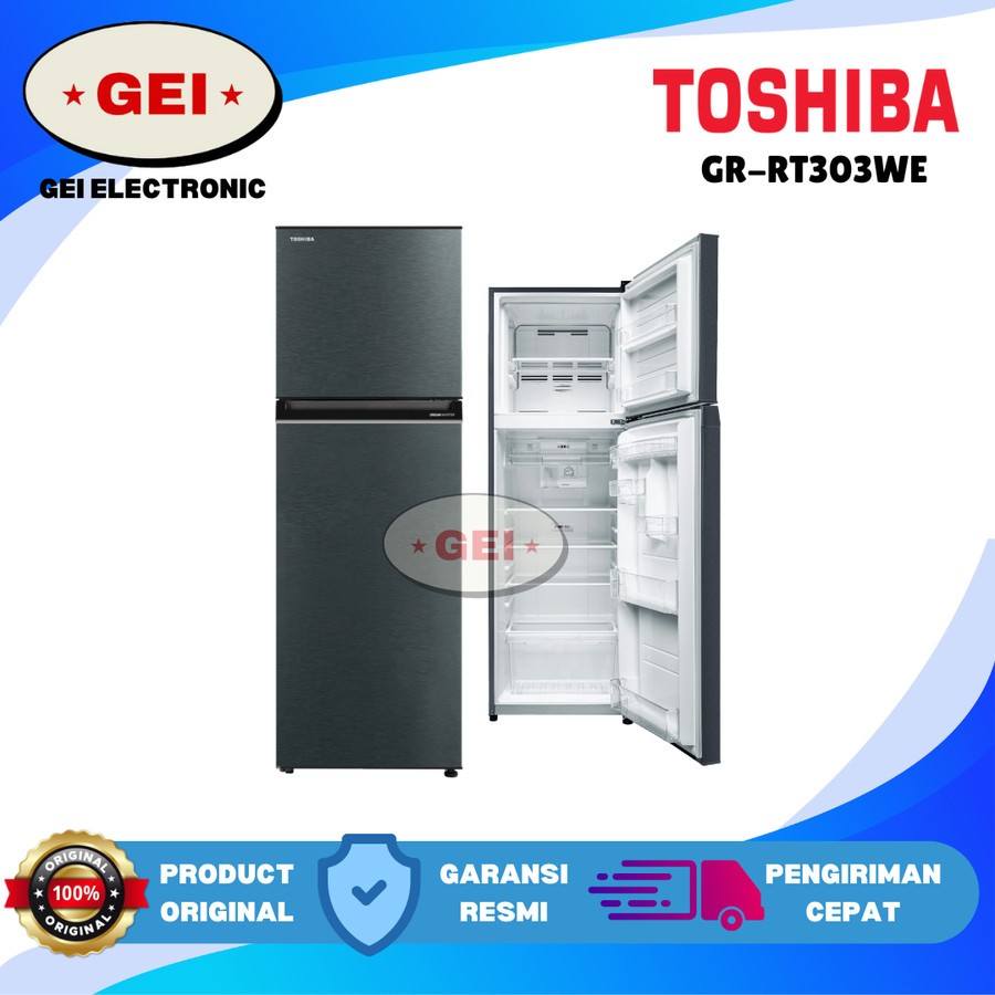 Jual TOSHIBA GR-RT303WE-PMF Kulkas 2 Pintu Kapasitas 233L - Inverter Refrigerator Two Doors ...