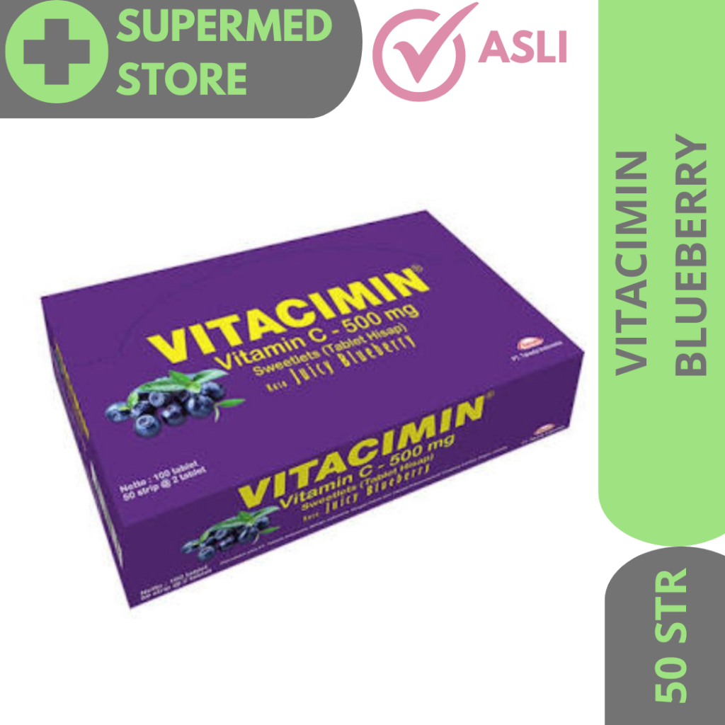 Jual Vitacimin Blueberry 500 Mg 1 Box Isi 100 Tablet / Tablet Hisap ...
