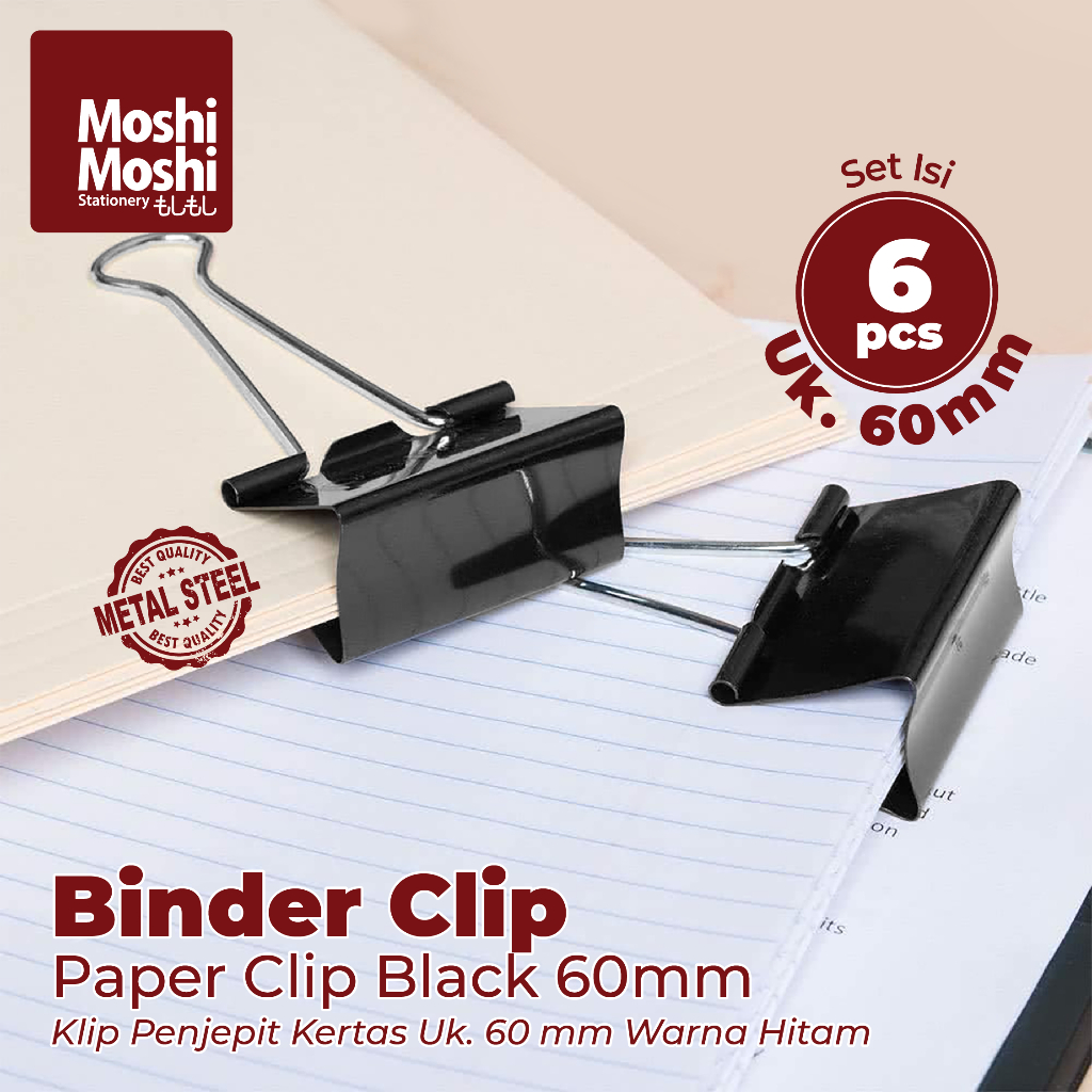 Jual Paper Binder Clip 60mm Black Document Moshi Klip Penjepit Kertas ...