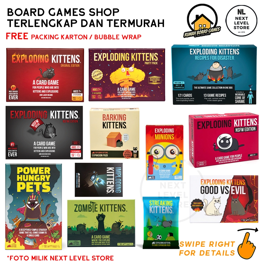 Jual Exploding Kittens Board Games Kitten Card Game Basic Ori NSFW ...
