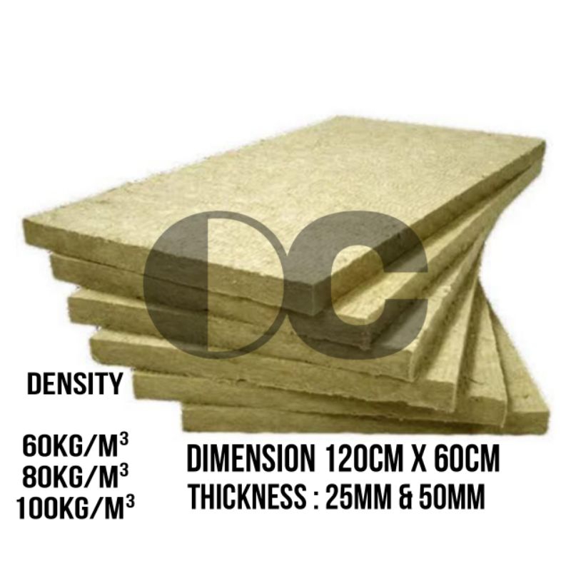 Jual ROCKWOOL INSULATION BOARD TEBAL 25MM D60 D80 D100 ( DIMENSI 120CM ...