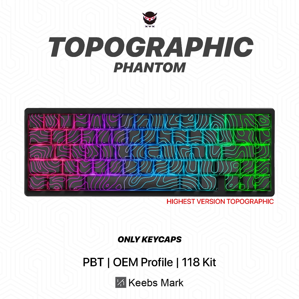 Jual XVX Topographic Phantom Keycaps Shine Through PBT 118 Keys OEM Profile Keycaps Keyboard ...