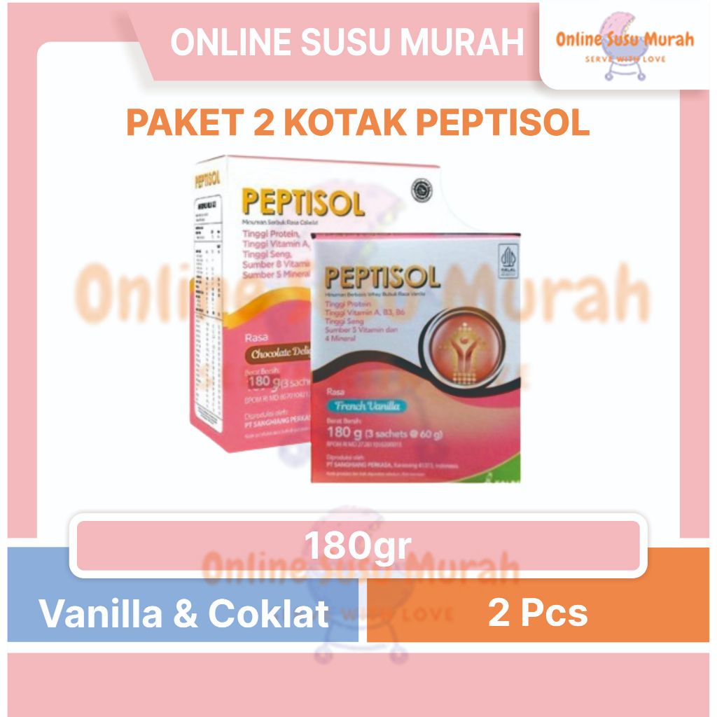 Jual PEPTISOL VANILA COKLAT PAKET 2 KOTAK 180GR NUTRISI TINGGI PROTEIN ...