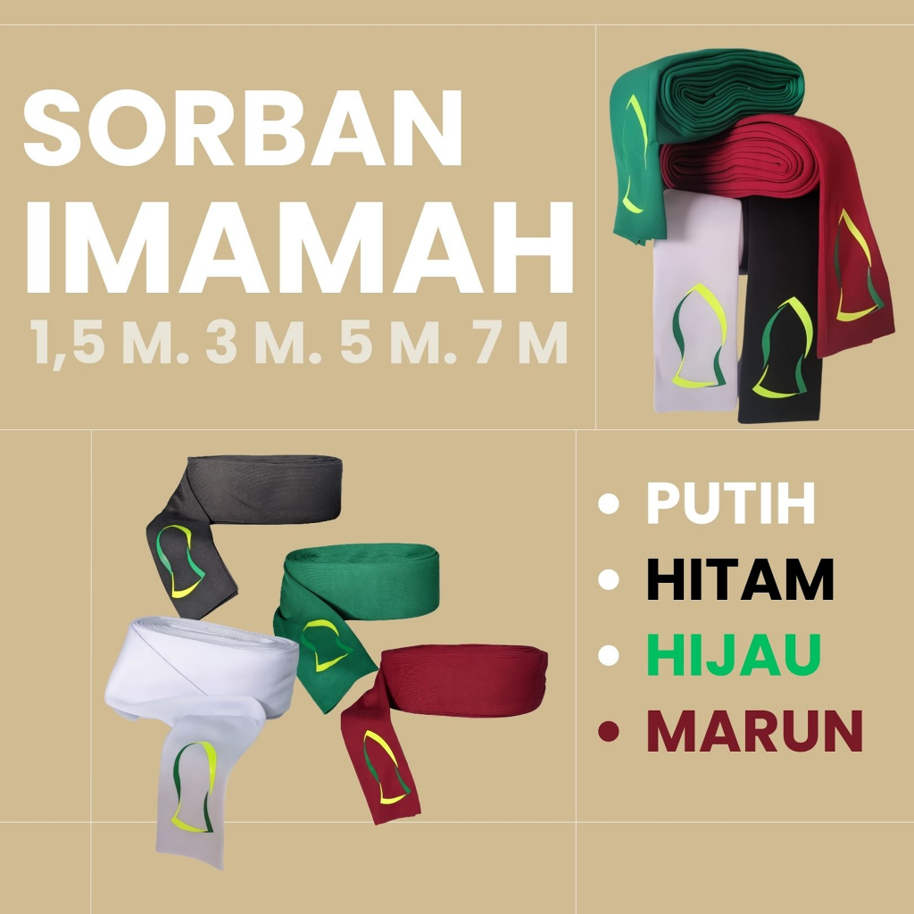 Jual SORBAN Imamah Panjang 1.5 M,3M,5M,7M (METER) HARGA GROSIR Logo ...