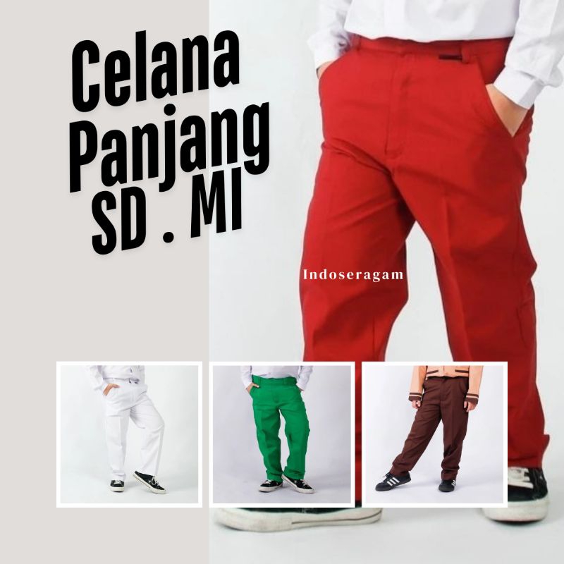 Jual Seragam Sekolah Celana Panjang SD MI Pinggang Karet Celana Sekolah Pramuka Merah Putih ...