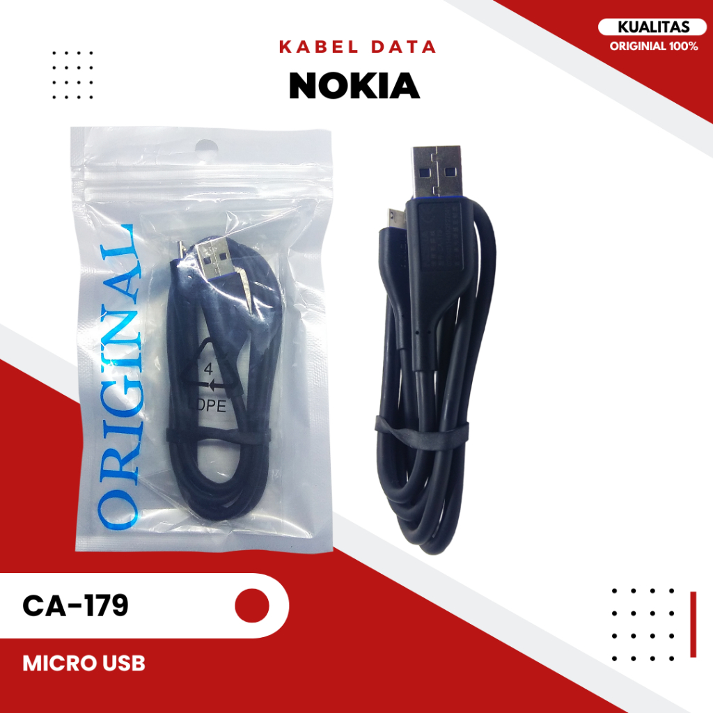 Jual KABEL DATA NOKIA MICRO USB KABEL CHARGER NOKIA CA-179 ORIGINAL ...