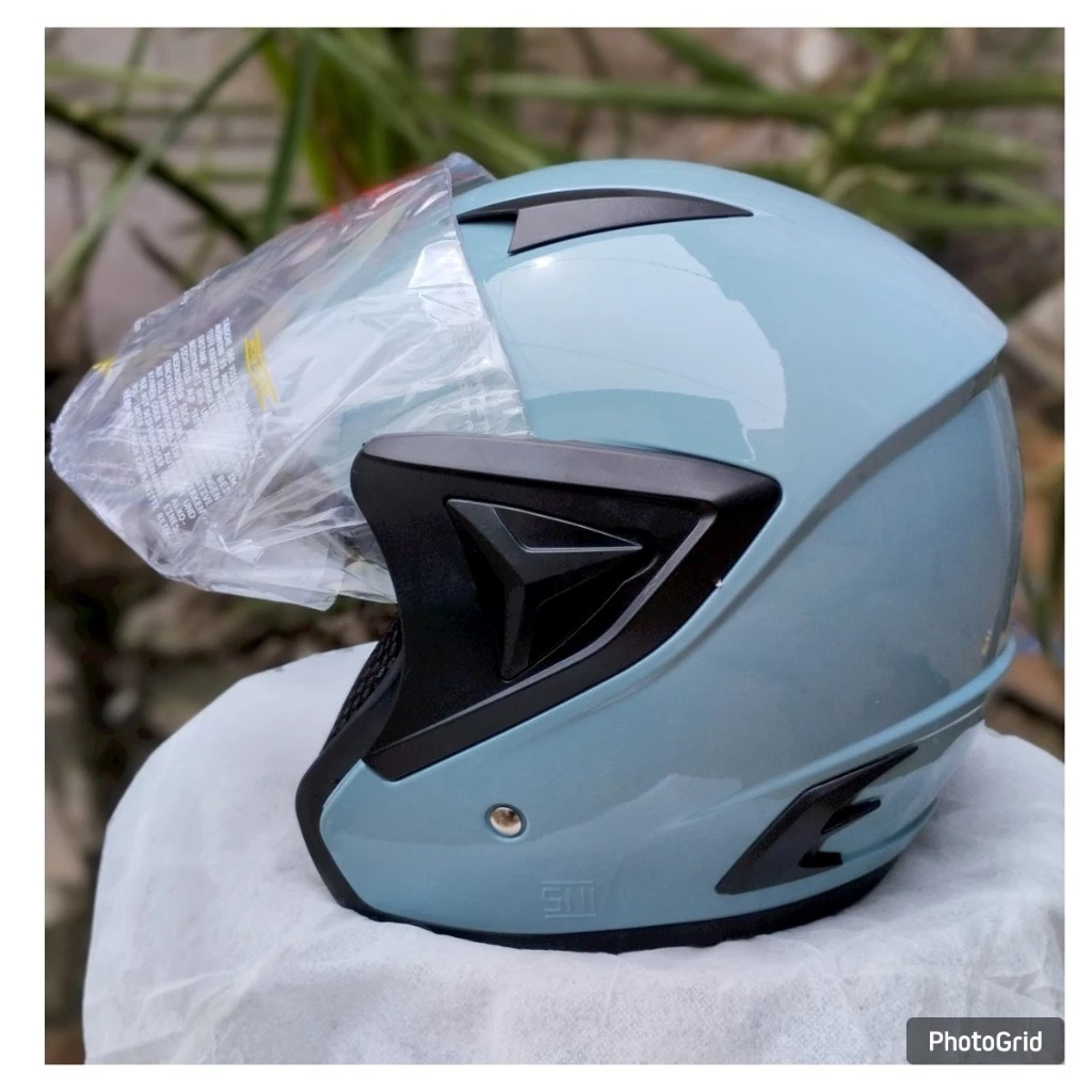 Jual Helm JP13 Hijau Tosca Solid Kaca Pelangi Rainbow / Silver / Clear ...