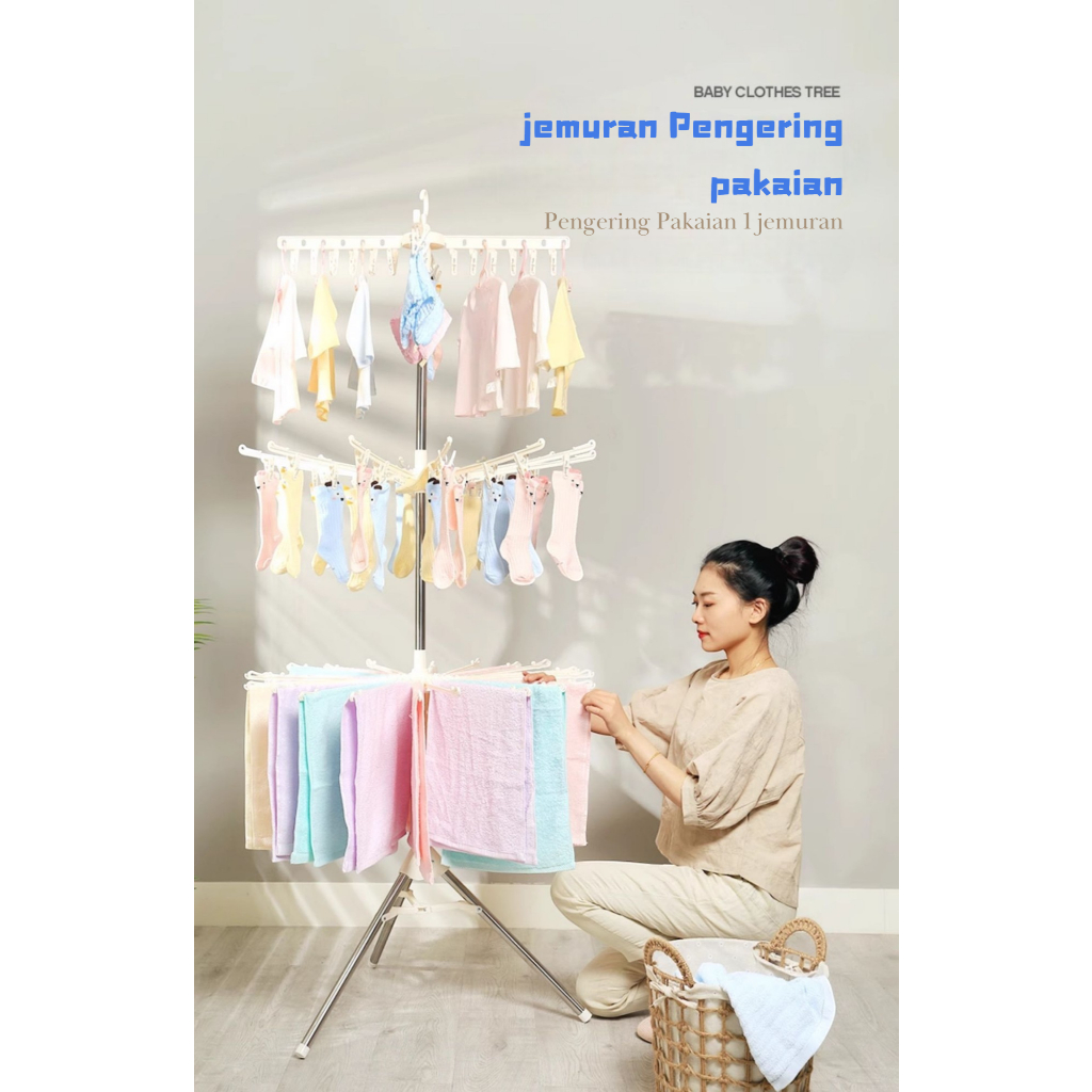 Jual Jemuran Menara Rak Jemuran Baju Bayi Lipat Rak Susun Handuk ...