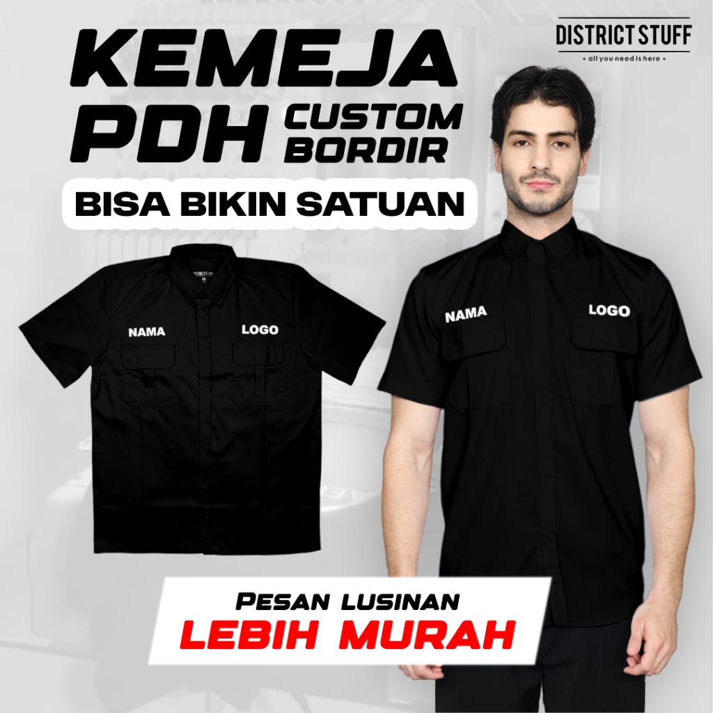 Jual Custom Bordir Kemeja PDL/PDH Workshirt Premium Logo dan Tulisan ...