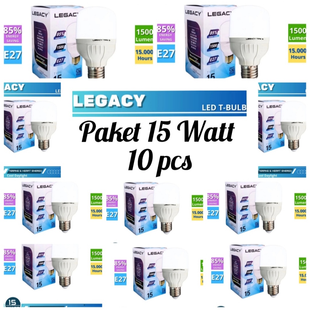 Jual Paket Lampu Led 15 Watt ( 10 Pcs ) Hemat Energi Legacy | Shopee Indonesia