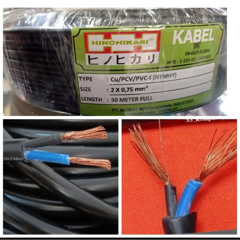 Jual kabel serabut 2X0.75 NYMHY 1 meter SNI / kabel SERABUT NYY SNI 1 ...