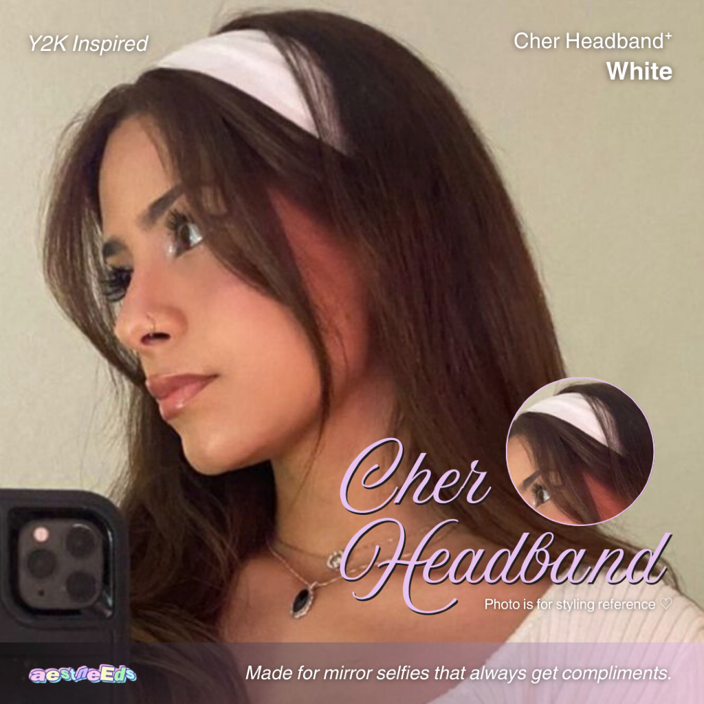 Jual Y2K HEADBAND CHERᐩ AESTNEEDS Bandana Putih Bando Aesthetic White ...