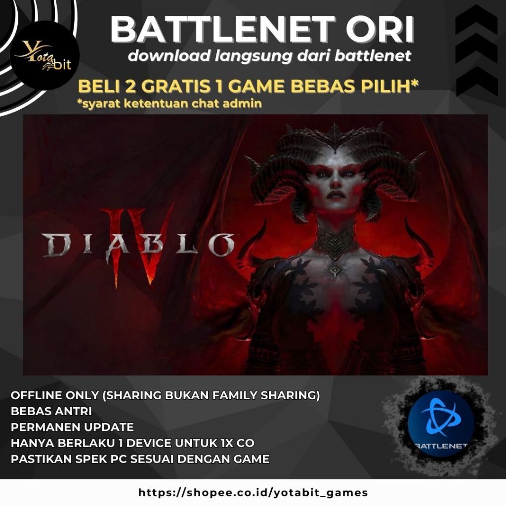 Jual Diablo IV 4 Game Game Battlenet PC Sharing Original Offline | Shopee Indonesia